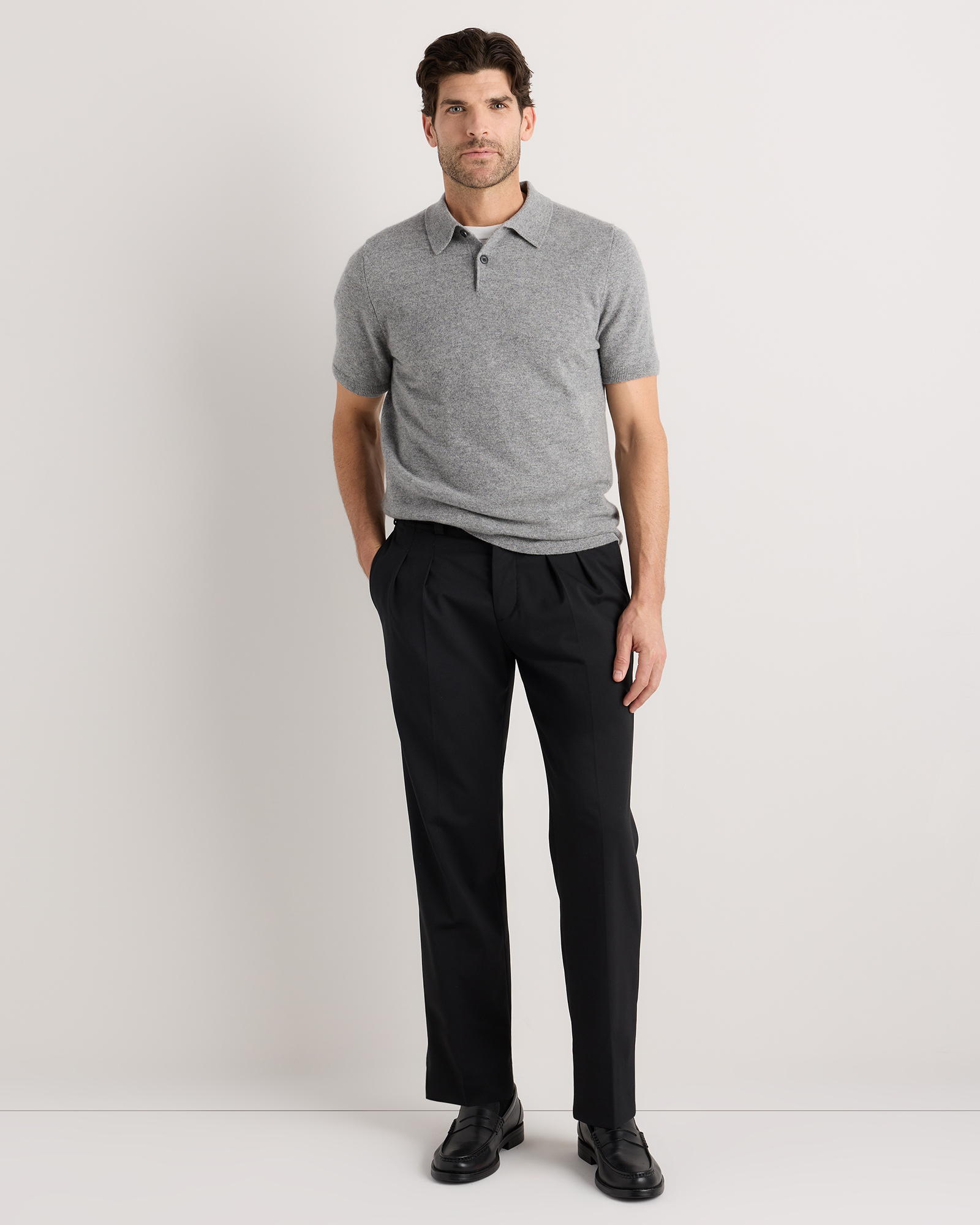 QUINCE Cashmere Short Sleeve Polo Sweater